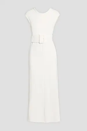 Another Tomorrow Belted Crepe Maxi Dress