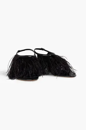 Proenza Schouler Feather-embellished Leather Sandals - Black
