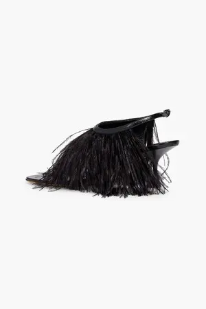 Proenza Schouler Feather-embellished Leather Sandals - Black