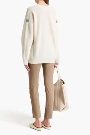 Brunello Cucinelli Bead-embellished Ribbed Cashmere Sweater
