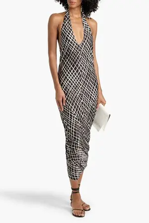 Marni Printed Stretch-jersey Maxi Dress With Open Back
