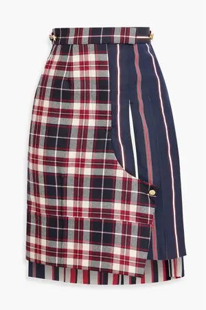 Thom Browne Checked Silk And Cotton-blend Skirt