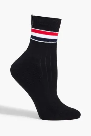 Thom Browne Striped Cotton-blend Socks - Black