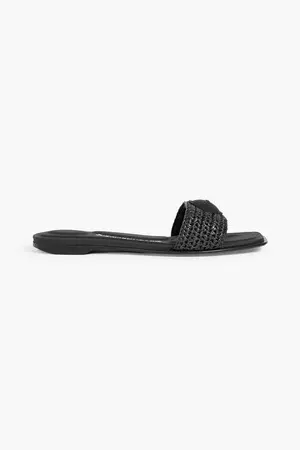 Alexander Wang Vy Faux Raffia Slides - Black