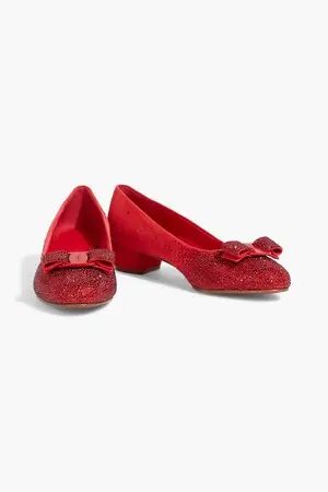 FERRAGAMO Vara Crystal-embellished Suede Pumps - Red