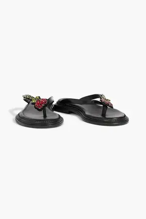 Simone Rocha Embellished Glossed-leather Sandals
