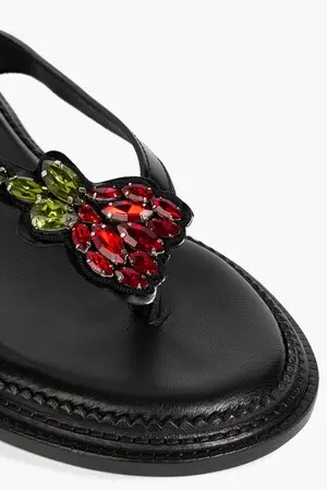 Simone Rocha Embellished Glossed-leather Sandals