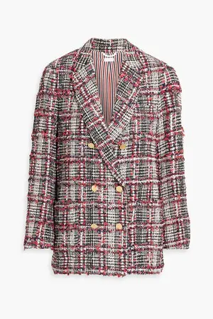 Women's Double-breasted Checked Tweed Blazers