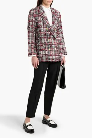 Thom Browne Double-breasted Wool-blend Tweed Blazer - Red