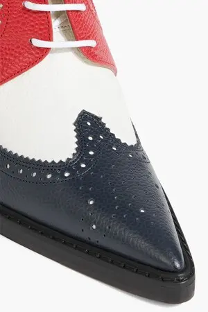 Thom Browne Colorblock Laser Cut Pebbled Leather Pumps