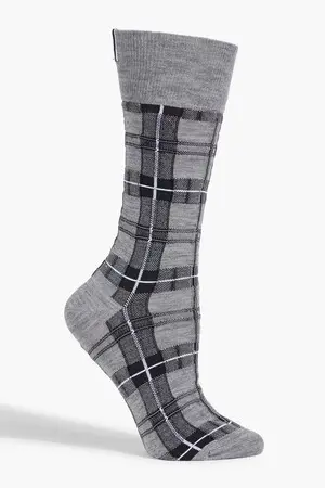 Thom Browne Checked Wool-blend Socks
