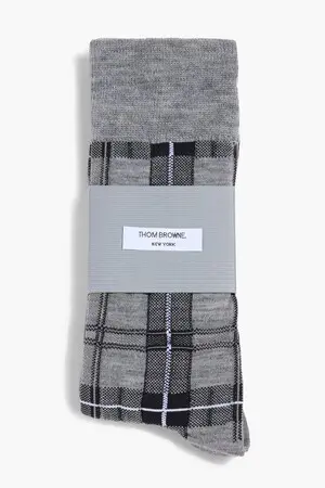 Thom Browne Checked Wool-blend Socks