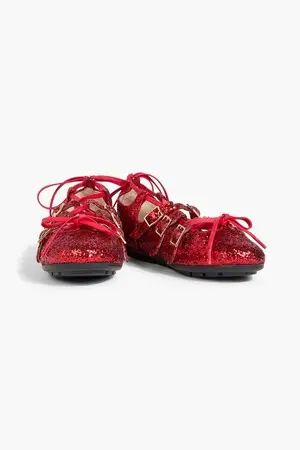 Simone Rocha Ghillie Glitter Mesh Ballet Flats