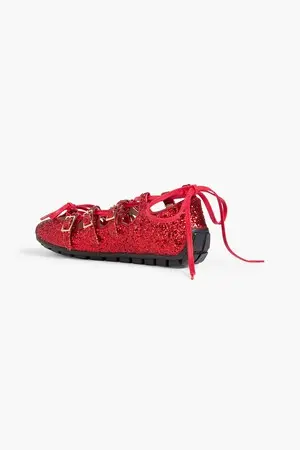 Simone Rocha Ghillie Glitter Mesh Ballet Flats