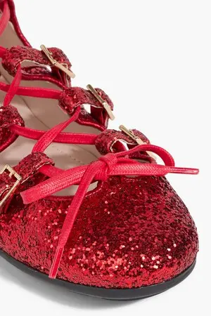 Simone Rocha Ghillie Glitter Mesh Ballet Flats
