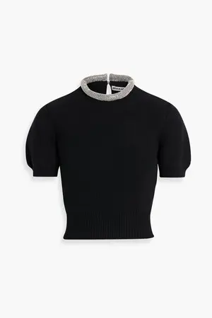 Alexander Wang Crystal-embellished Wool-blend Top