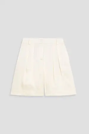Alberta Ferretti Pleated Satin-crepe Shorts - Cream