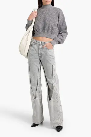 Alexander Wang Cropped Cotton And Wool-blend Turtleneck Sweater