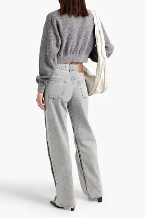 Alexander Wang Cropped Cotton And Wool-blend Turtleneck Sweater
