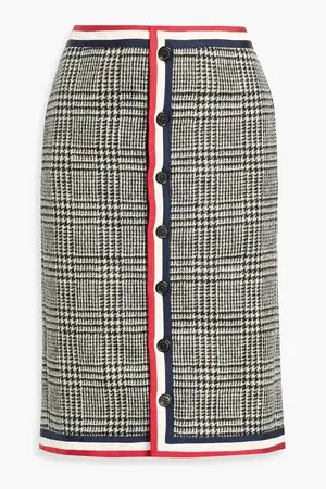 Thom Browne Prince Of Wales Checked Wool-felt Skirt - Black