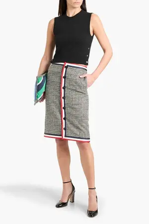 Thom Browne Prince Of Wales Checked Wool-felt Skirt