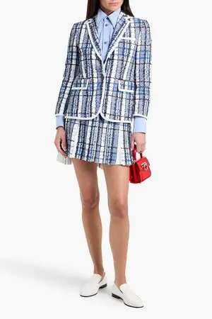 Thom Browne Pleated Checked Cotton-blend Tweed Mini Skirt