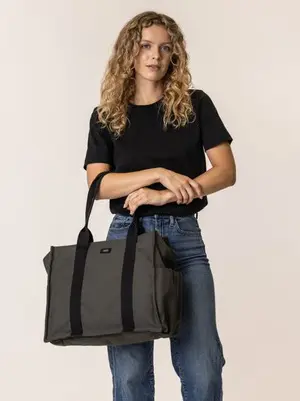 TERRA THREAD Organic Cotton Canvas Tote - Charcoal Grey