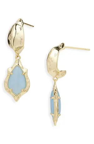 Kendra Scott Adriana Scallop Huggie Hoop Earrings - Gold Sky Blue Abalone