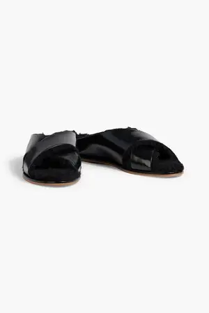 Gabriela Hearst Ellington Plush-lined Glossed-leather Slides