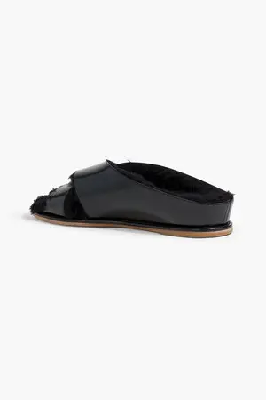 Gabriela Hearst Ellington Plush-lined Glossed-leather Slides