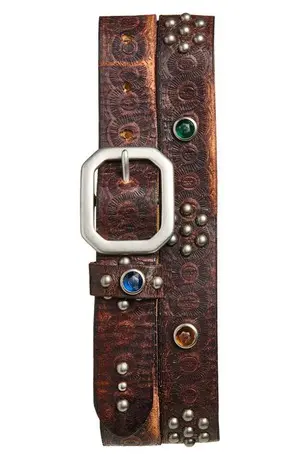 Double Rl Rasco Studded Leather Belt - Vintage Black