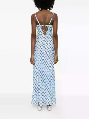 Sandro Maxi Gingham Linen Blend Dress