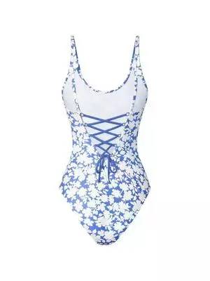 Michael Kors Floral-print Drawstring One-piece Swimsuit