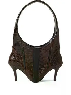 EDEN TAN Croc-embossed Leather Tote Bag