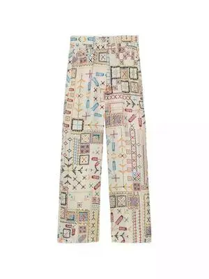 Momoni Printed Straight Leg Trousers - Neutrals