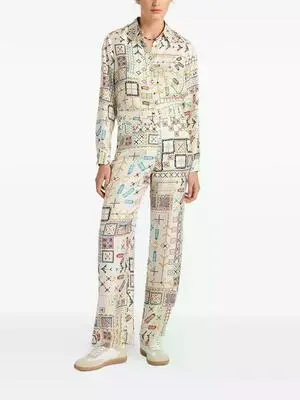 Momoni Printed Straight Leg Trousers - Neutrals