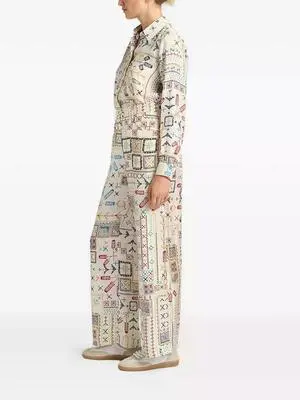 Momoni Printed Straight Leg Trousers - Neutrals