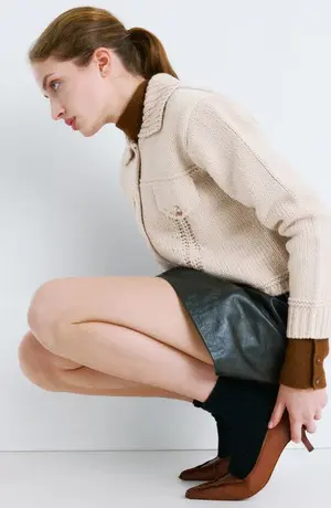 Mango Faceted Button Cardigan