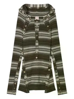 Miss Sixty Striped Hooded Button Top