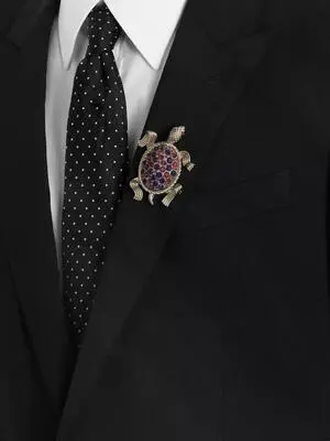 Dolce & Gabbana Turtle Embellished Brooch - Silver