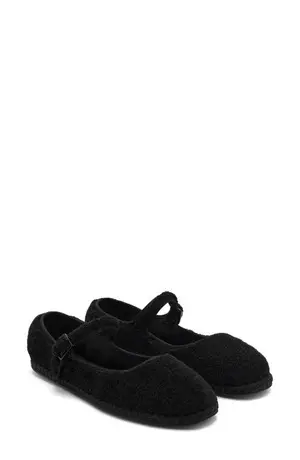 Mango Faux Shearling Ballerina Flat