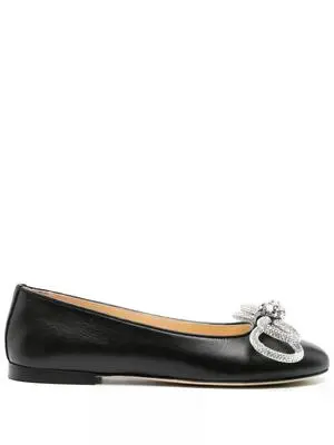 Mach & Mach Double Bow Leather Ballerina Shoes