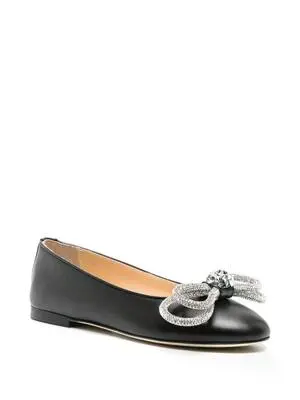 Mach & Mach Double Bow Leather Ballerina Shoes