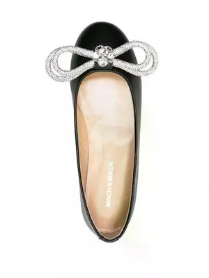 Mach & Mach Double Bow Leather Ballerina Shoes