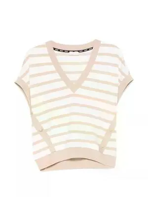Liu Jo Striped V-neck T-shirt - White