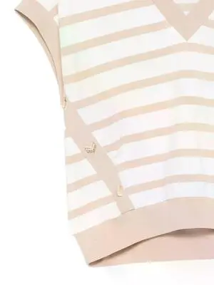 Liu Jo Striped V-neck T-shirt - White