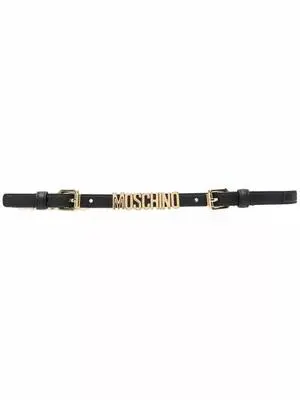 Moschino Logo-plaque Leather Belt - Black