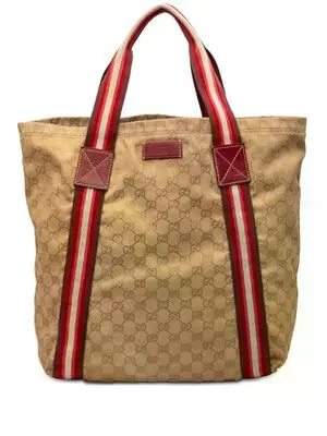 Gucci Gg Canvas Web Tote Bag - Brown