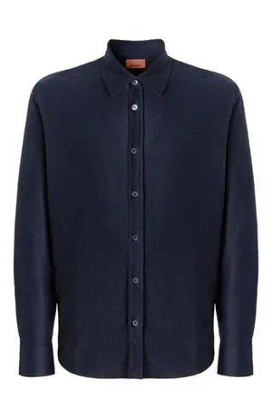 Missoni Cotton Jacquard Shirt With Tone-on-tone Zigzag Pattern - Blue
