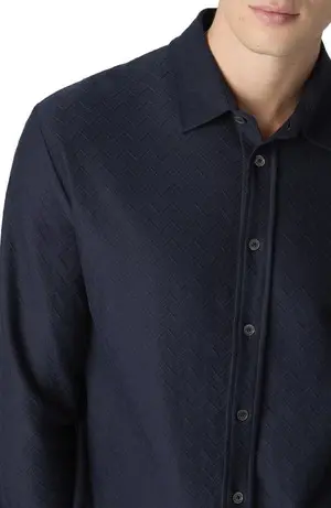 Missoni Cotton Jacquard Shirt With Tone-on-tone Zigzag Pattern - Blue